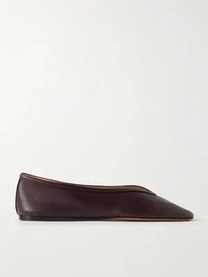 Le Monde Beryl Luna Leather Pointed Toe Ballet Flats - Burgundy