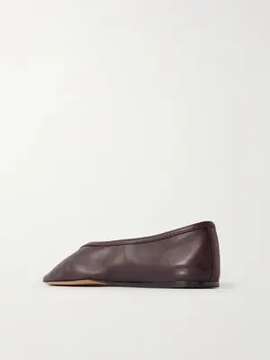 Le Monde Beryl Luna Leather Pointed Toe Ballet Flats - Burgundy