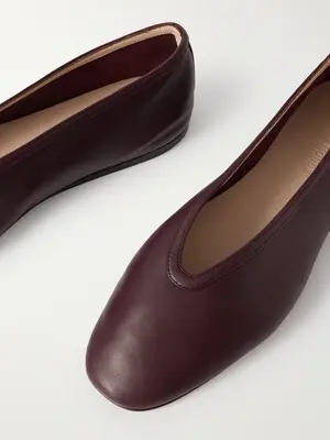 Le Monde Beryl Luna Leather Pointed Toe Ballet Flats - Burgundy