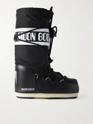Moon Boot Icon Shell And Leather-like Snow Boots - Black