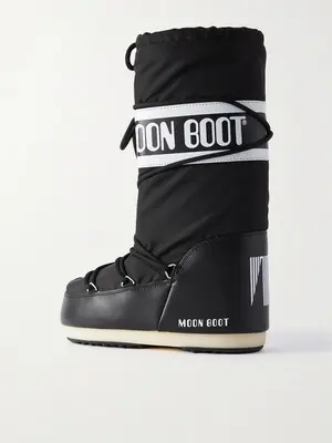 Moon Boot Icon Shell And Leather-like Snow Boots - Black
