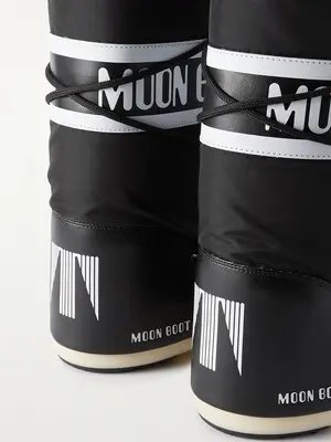 Moon Boot Icon Shell And Leather-like Snow Boots - Black