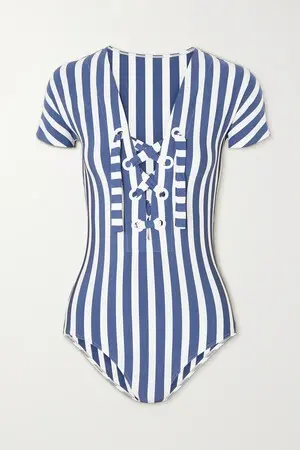 ERES Samba Chiquito Lace-up Striped Swimsuit - Blue
