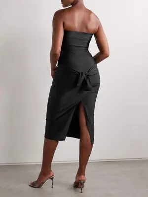 Coperni Strapless Knotted Cutout Midi Dress - Black