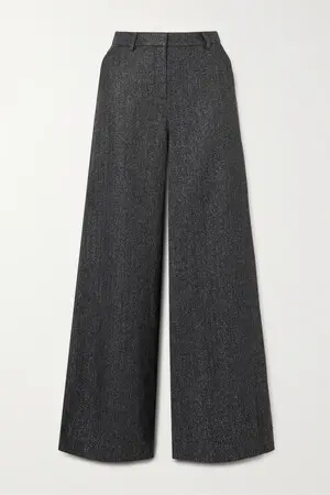 L'Agence Pilar Metallic Herringbone Wool-blend Pants