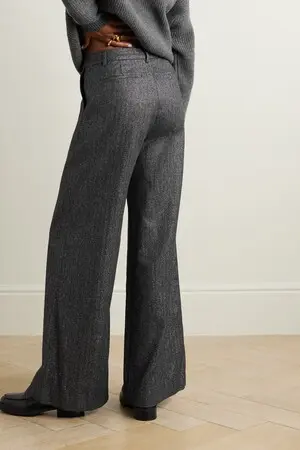 L'Agence Pilar Metallic Herringbone Wool-blend Pants