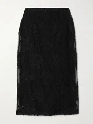 Dolce & Gabbana Cotton-blend Chantilly Lace Midi Skirt - Black