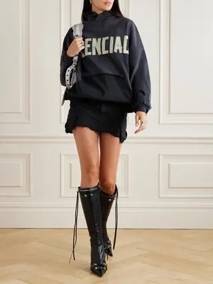 Balenciaga Frayed Cotton-blend Ripstop Mini Skirt