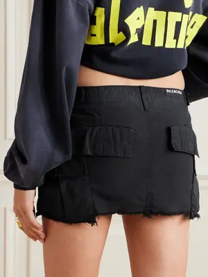 Balenciaga Frayed Cotton-blend Ripstop Mini Skirt