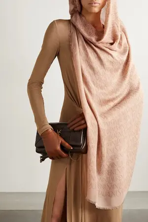 Saint Laurent Printed Modal And Cashmere-blend Twill Scarf - Neutrals