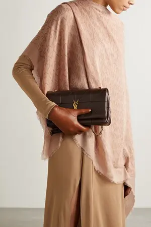 Saint Laurent Printed Modal And Cashmere-blend Twill Scarf - Neutrals