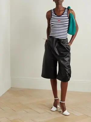Loewe Embellished Draped Leather Shorts