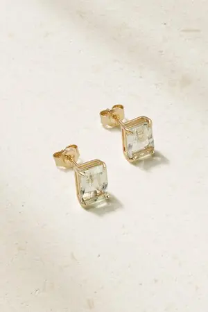 Mateo 14-karat Emerald-cut Amethyst Stud Earrings