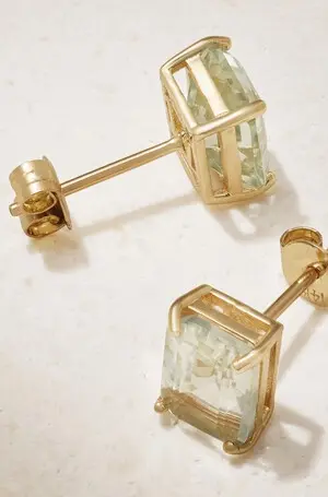 Mateo 14-karat Emerald-cut Amethyst Stud Earrings