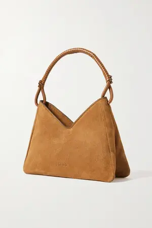 Staud Valerie Leather-trimmed Suede Shoulder Bag - Brown