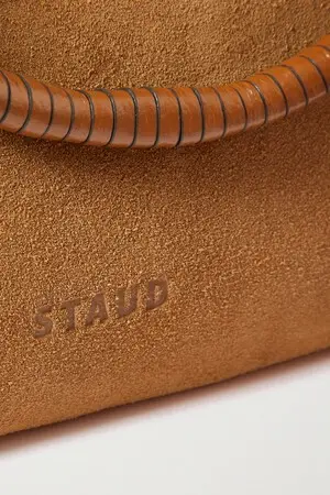 Staud Valerie Leather-trimmed Suede Shoulder Bag - Brown