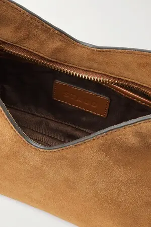 Staud Valerie Leather-trimmed Suede Shoulder Bag - Brown