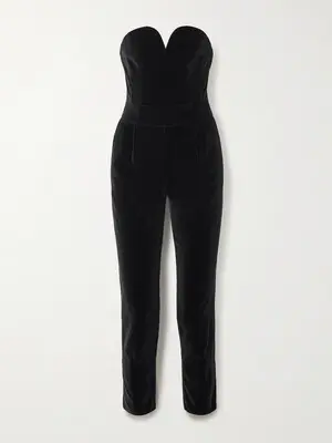 BLAZÉ MILANO Clyde Strapless Velvet Jumpsuit - Black