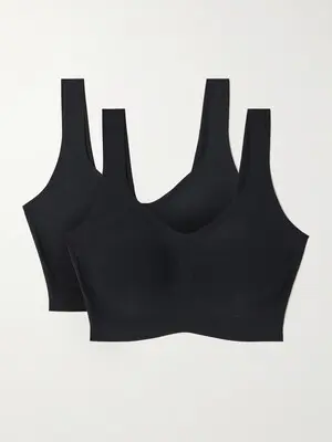 Commando Set Of Two Butter Stretch-micro Modal Soft-cup Bralette - Black