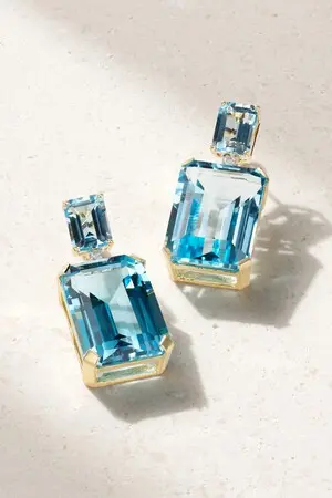 Mateo 14-karat Topaz And Diamond Dangle Earrings - Gold