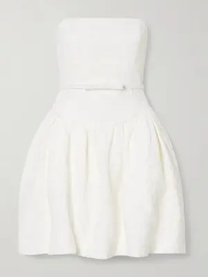 SELF-PORTRAIT Self-Portrait Strapless Lace Mini Dress Cream