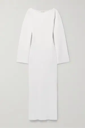 Khaite Alta Ribbed-knit Maxi Dress - White