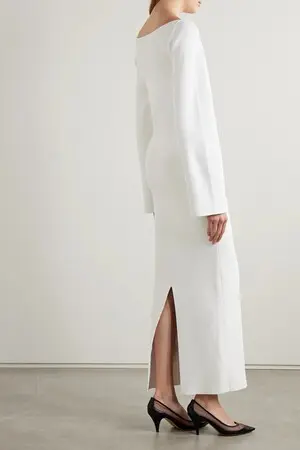 Khaite Alta Ribbed-knit Maxi Dress - White