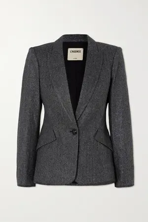 L'Agence Chamberlain Metallic Herringbone Wool-blend Blazer