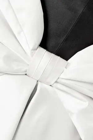 RASARIO Bow-embellished Draped Silk-shantung Mini Dress