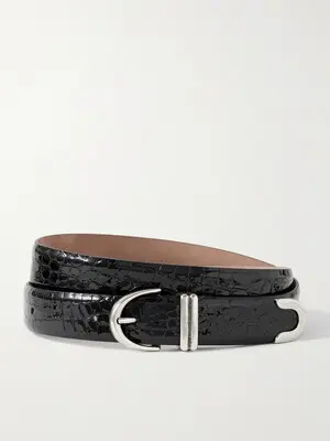 Khaite Bambi Croc-effect Leather Belt - Black