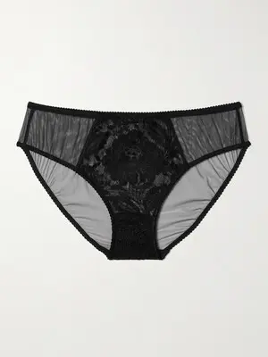 Dolce & Gabbana Tulle And Lace Briefs - Black