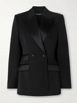 Dolce & Gabbana Silk Satin-trimmed Wool-blend Twill Blazer