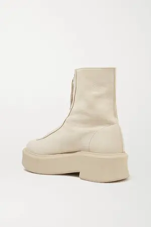 THE ROW Nobilis Textured-nubuck Platform Ankle Boots - Neutrals