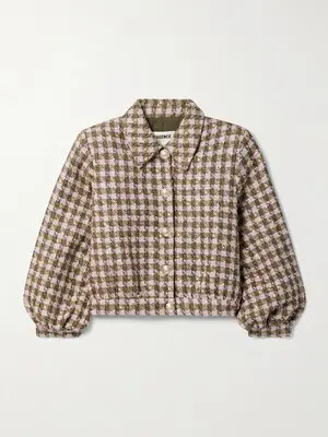 L'Agence Bridges Cropped Metallic Tweed Jacket