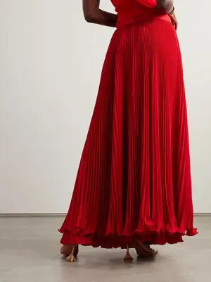 Balmain Pleated Crepe Maxi Skirt