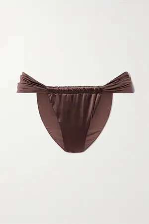 Good American Bali Stretch-satin Bikini Briefs - Brown