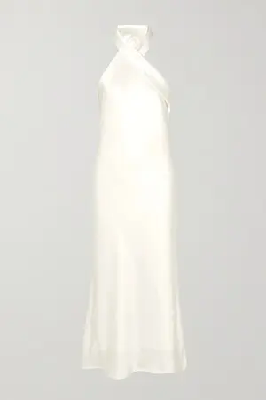 Galvan Pandora Satin Halterneck Midi Dress