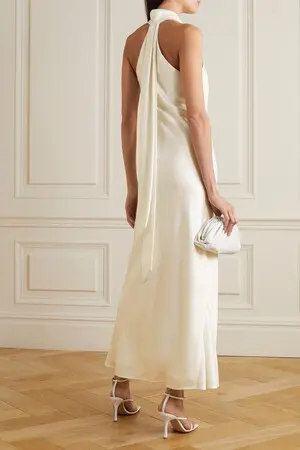 Galvan Pandora Satin Halterneck Midi Dress