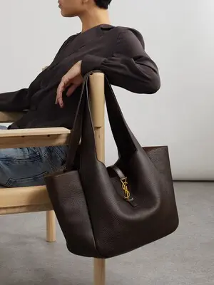Saint Laurent Le 5 À 7 Bea Textured-leather Tote - Brown