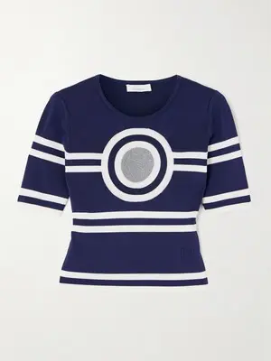 Rabanne Lurex-trimmed Striped Ribbed-knit Top