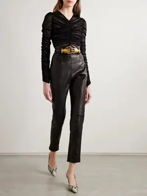 Khaite Haven Ruched Silk-blend Top - Black