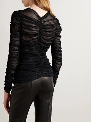 Khaite Haven Ruched Silk-blend Top - Black
