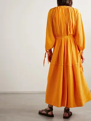 Co Oversized Pleated Habotai Maxi Dress