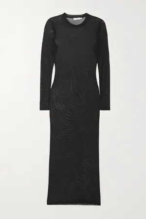 Good American Stretch Recycled-mesh Midi Dress - Black