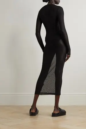 Good American Stretch Recycled-mesh Midi Dress