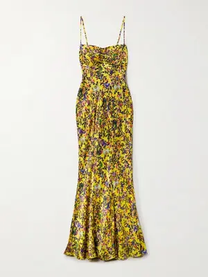 Saloni Renee Printed Silk-satin Gown