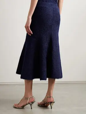 Khaite Cadence Silk And Cashmere-blend Tweed Midi Skirt - Blue