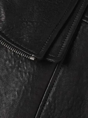 Saint Laurent Oversized Textured-leather Biker Jacket - Black