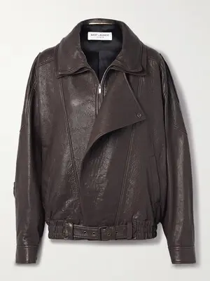 Saint Laurent Oversized Textured-leather Jacket - Brown