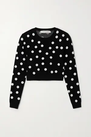 Carolina Herrera Cropped Polka-dot Knit Top